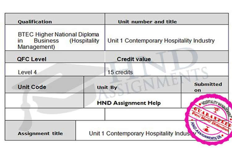 Unit 1 Contemporary Hospitality Industry Assignment | Locus Help