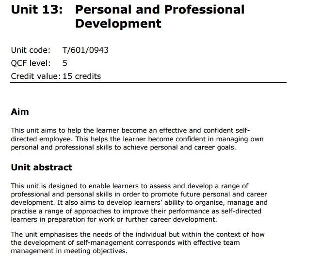 Unit 13 Personal and Professional Development- Locus Assignment Help